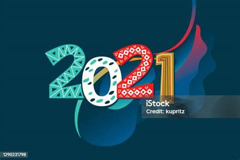 Desain Kartu Ucapan Creative Happy Tahun Baru 2021 Tipografi Dan Huruf