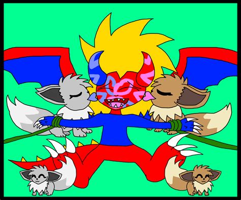 At Eevees Tickling And Kissing Rainbow By Richsquid1996 On Deviantart