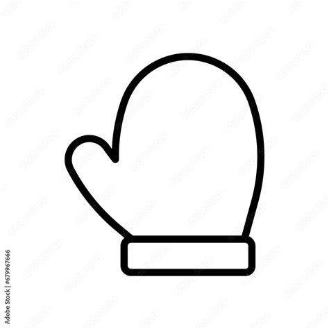black single winter glove line icon simple christmas mitten flat
