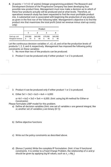 Solved 4 4 Points 112 2 Points Integer Programming