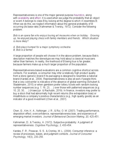 Representativeness Bias Pdf Representativeness Heuristic Heuristics In Judgment And