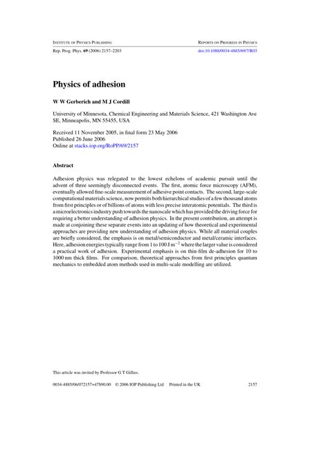 pdf physics of adhesion