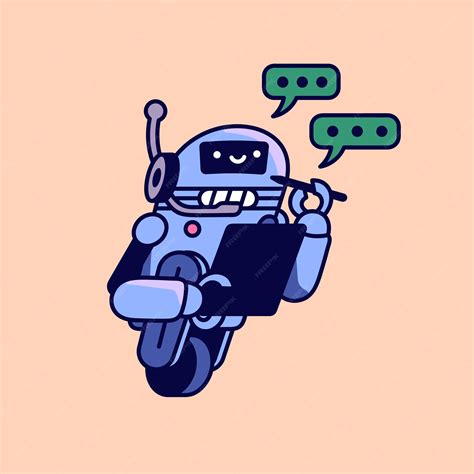 Premium Vector Chatbot Assistant Happy Robot With Tablet Take Notes