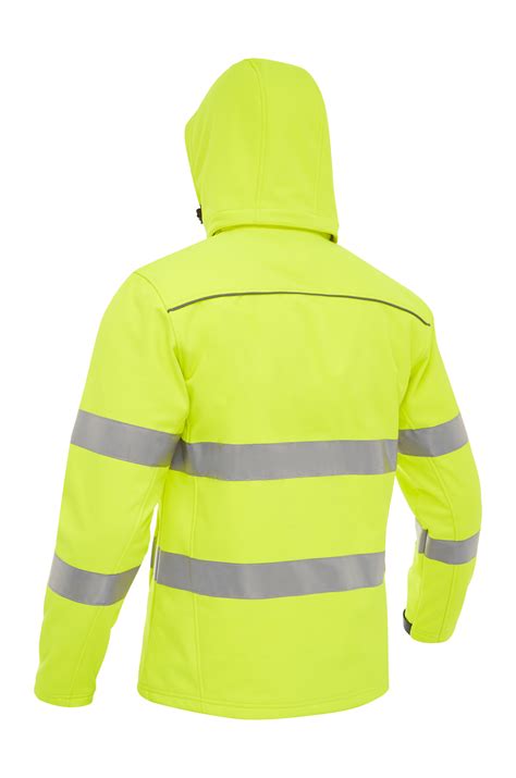 Taped Hi Vis Soft Shell Jacket With Hood Bisley Workwear
