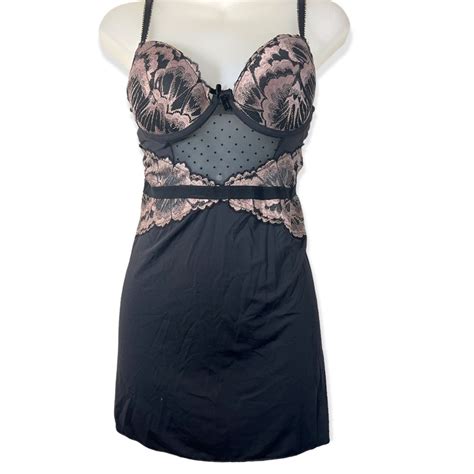 Fredericks Of Hollywood Black And Lilac Chemise M Gem