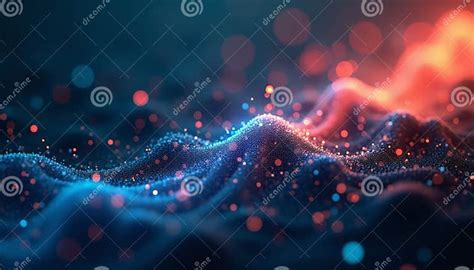Abstract Wave Pattern With Gradient Colors Dynamic Digital Art Of Blue To Red Particles Stock