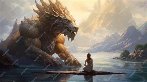 Premium Photo Lady And Monster A Stunning Dragon Artwork By Andrzej Sykut