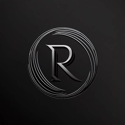 Abstracto Logotipo De La Letra R En Color Negro Y Plateado Ilustración