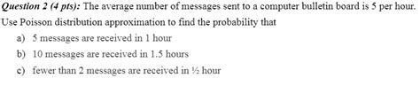 Solved Question 2 4 Pts The Average Number Of Messages