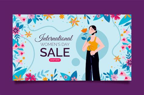 Free Vector Flat International Womens Day Sale Horizontal Banner