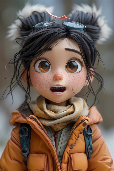 A Young Girl In 3d Cartoon Style Is Bursting With Excitement Her Eyes