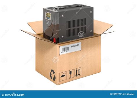 Voltage Stabilizer Inside Cardboard Box Delivery Concept 3d Rendering