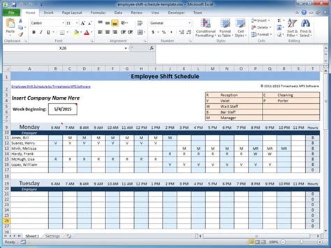 Excel Rota Spreadsheet For Free Employee And Shift Schedule Templates