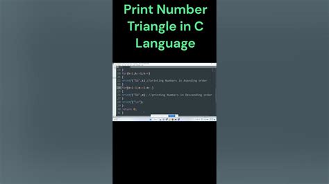 Print Number Triangle In C Programming Youtube