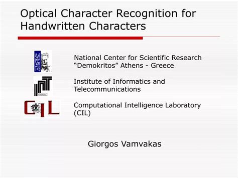 Ppt Optical Character Recognition For Handwritten Characters