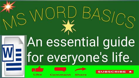 Ms Word Basics Ms Word Tutorial Ms Word Class Youtube