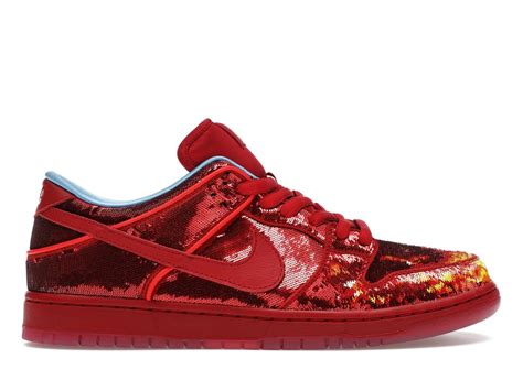 Nike Sb Dunk Low The Wizard Of Oz Ruby Red Slipper Golden Ticket Mens Fz1291 600 Red