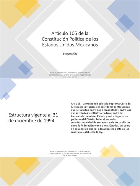 Presentación De Artículo 105 De La Cpeum Evolución 1 Pdf