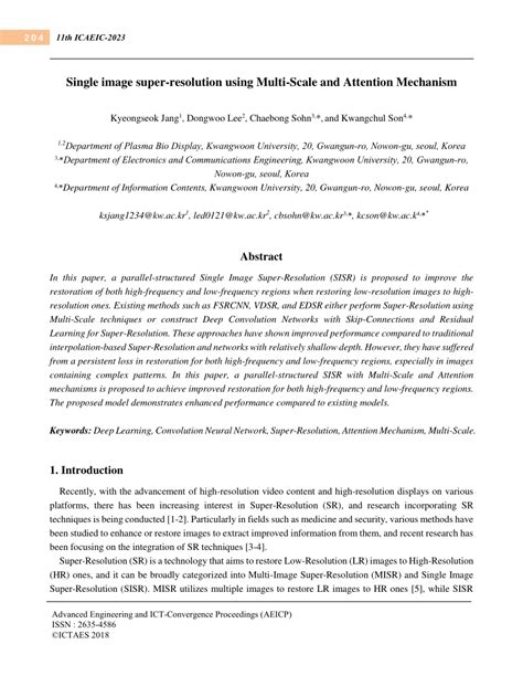 Pdf Single Image Super Resolution Using Multi Scale And Attention