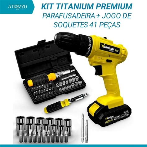 Furadeira Parafusadeira Sem Fio 12v Titanium Kit Ferramentas Shopee