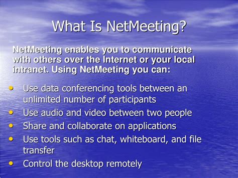 Ppt Microsoft Netmeeting Powerpoint Presentation Free Download Id 22177