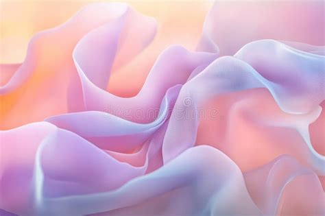 Soft Flowing Fabric In Pastel Colors Creating A Serene And Calming Visual Effect Stock