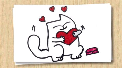 Рисуем КОТА САЙМОНА Кот с сердечками Рисунок ко Дню Влюбленных Youtube