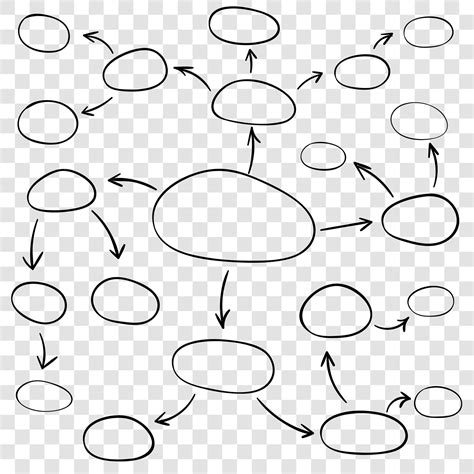 손으로 그려진 원 직사각형 다이어그램 차트 요소 마인드 매핑 프리미엄 벡터