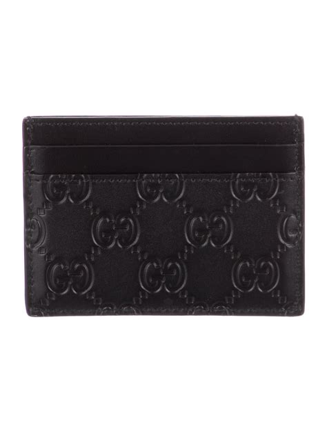 Gucci Gg Signature Leather Card Holder Black Wallets Accessories