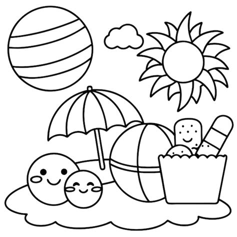Página Para Colorear Para El Verano Vector Premium Generado Con Ia