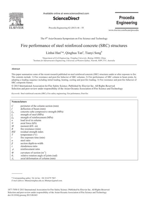 pdf fire performance of steel reinforced concrete src structures