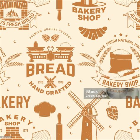 베이커리 숍 원활한 패턴이나 배경 벡터 롤링 핀 풍차 밀 귀 실루엣이 있는 매끄러운 베이커리 패턴 베이커리 숍 텍스처 곡초류에 대한 스톡 벡터 아트 및 기타 이미지 Istock