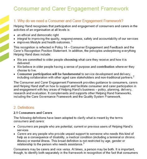 Consumer Carer Engagement Framework New Era Institute Elibrary
