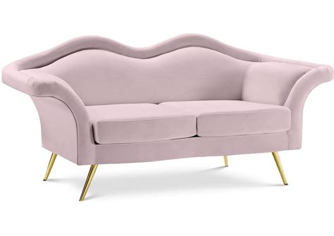 Lips Pink Velvet Loveseat