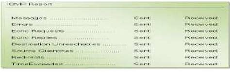 A Tabular Report For Pinging Activities At The Connection Analyzer