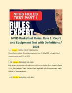 NFHS Basketball Rules Rule 1 Court And Equipment Test With
