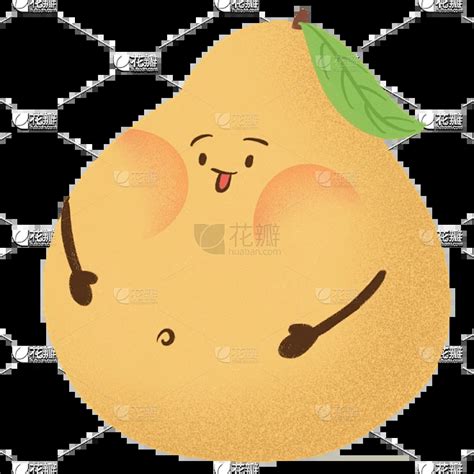 手绘 拟人水果表情美食贴纸 梨子素材 花瓣网