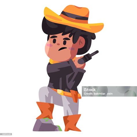 카우보이 아이들과 소년 로데오 축제 서부 미국 의상 총 권총 노란색 모자 개척시대의 서부에 대한 스톡 벡터 아트 및 기타 이미지 개척시대의 서부 군 보안관 귀여운