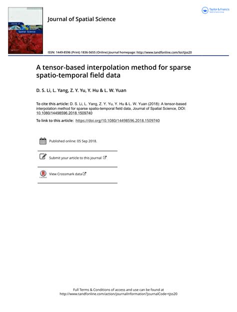Pdf A Tensor Based Interpolation Method For Sparse Spatio Temporal Field Data