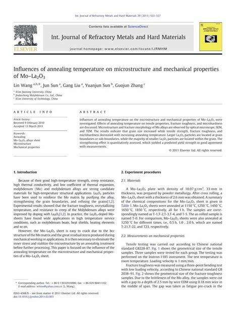 Pdf Influences Of Annealing Temperature On Microstructure And