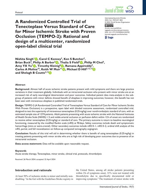 Pdf A Randomized Controlled Trial Of Tenecteplase Versus Standard Of