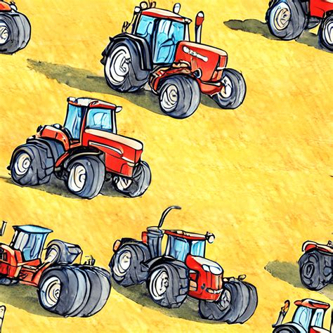 Tractors In The Sunset Seamless Pattern · Creative Fabrica