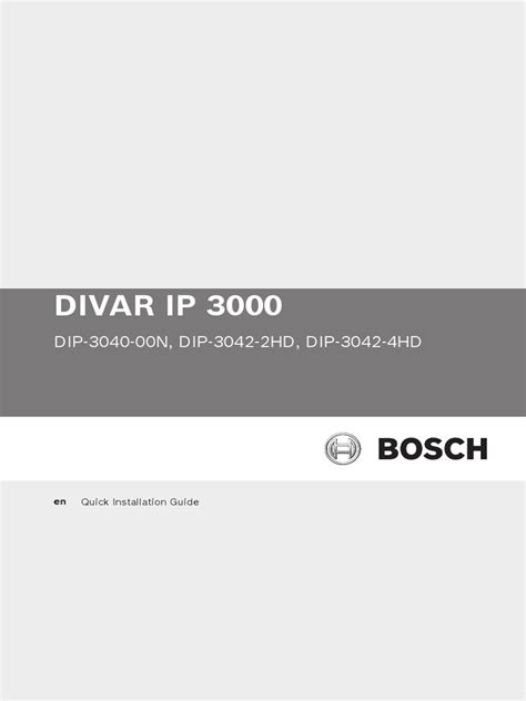 Bosch Divar Ip 3000 Installation Guide Pdf Electrostatic