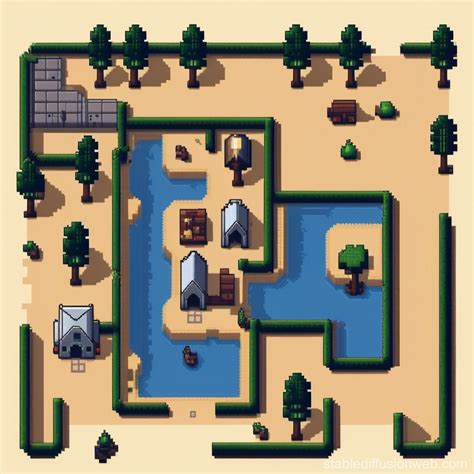 Generato 2d Map For Tabletop Game Location Forest Camp With Bonfire