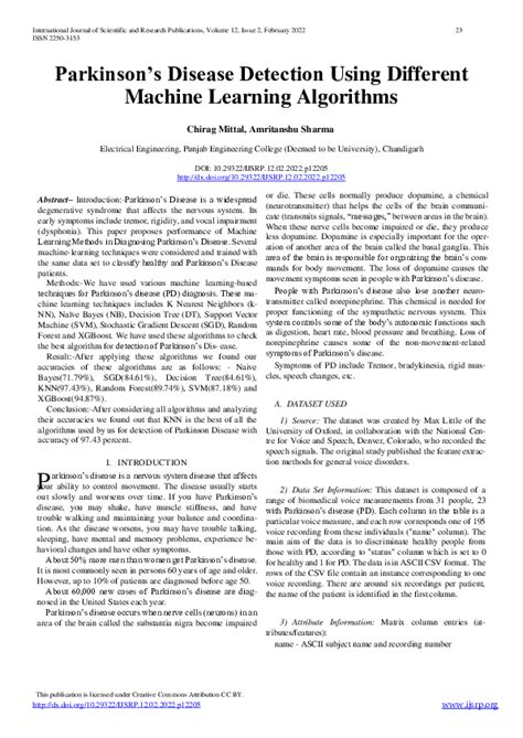 Pdf Parkinsons Disease Detection Using Different Machine Learning Algorithms