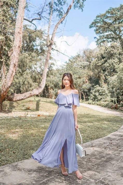 Neonmello Georgia Ruffles Slit Maxi Dress In Grey Lilac Womens