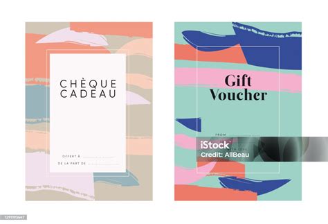 세련된 상품권 모던 상품권 쿠폰 세트 웹 배너 컨셉 비트맵 디자인 유행 복고풍 추상 스타일 트렌디 한 레이아웃 Arty 브러쉬