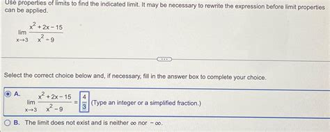 solved use properties of limits to find the indicated limit