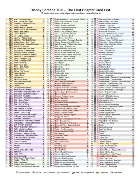 Lorcana The First Chapter Card List Etsy