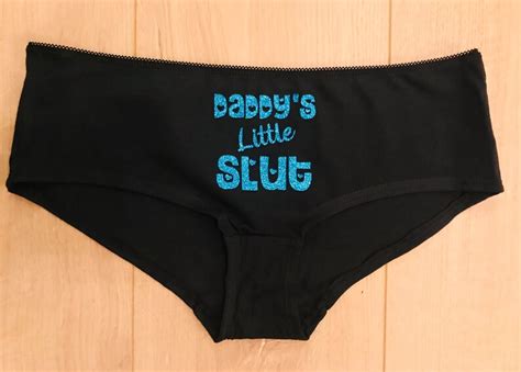 Daddys Little Slut Blue Glitter Knickers Vest Twin Set Etsy